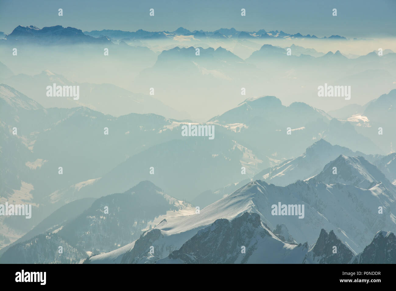 Nice views on Swiss Alps from Santis peak Stock Photo - Alamy