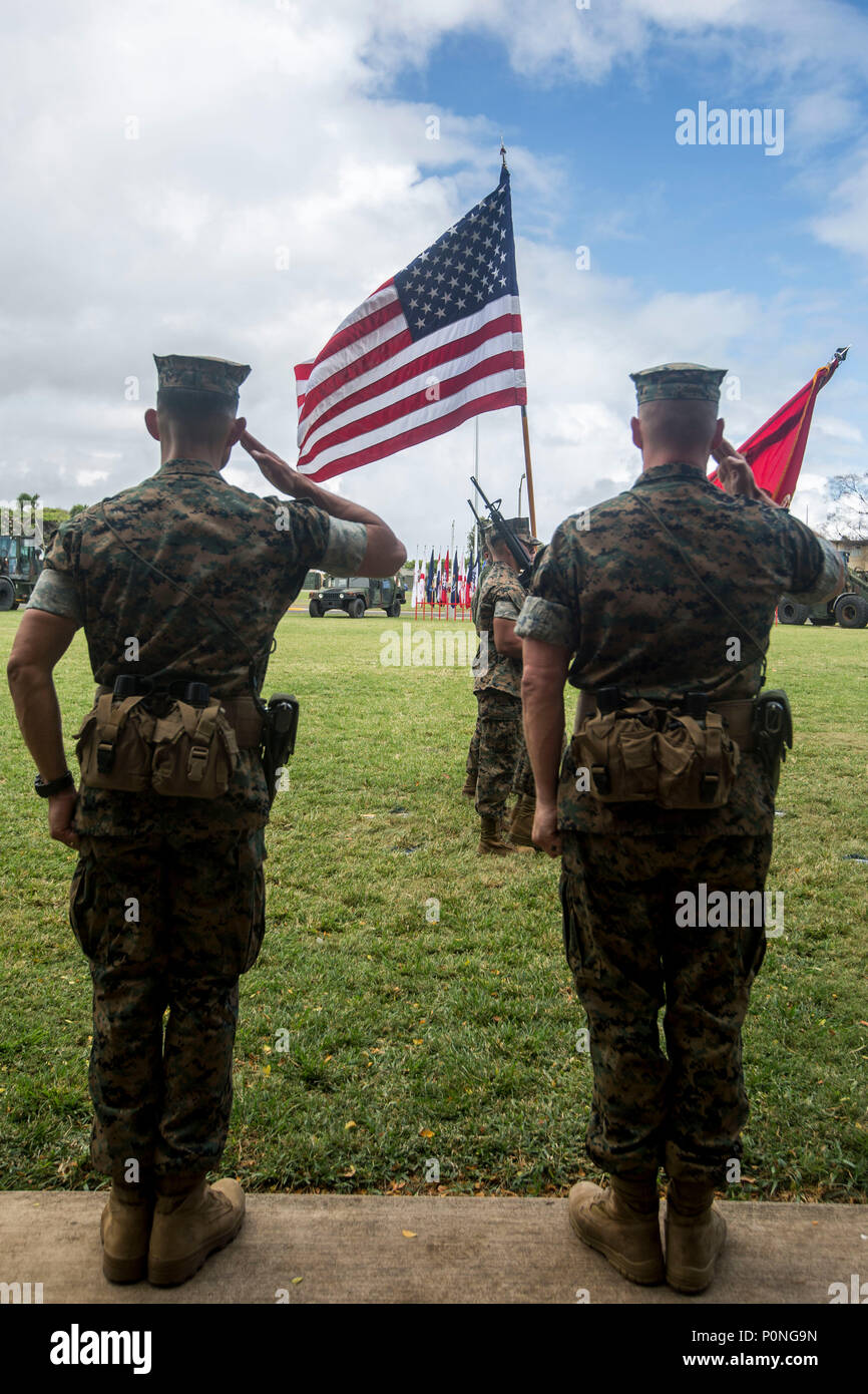 U.S. Marine Corps Lt. Col. Bolivar Pluas and Lt. Col. Paul Goguen ...