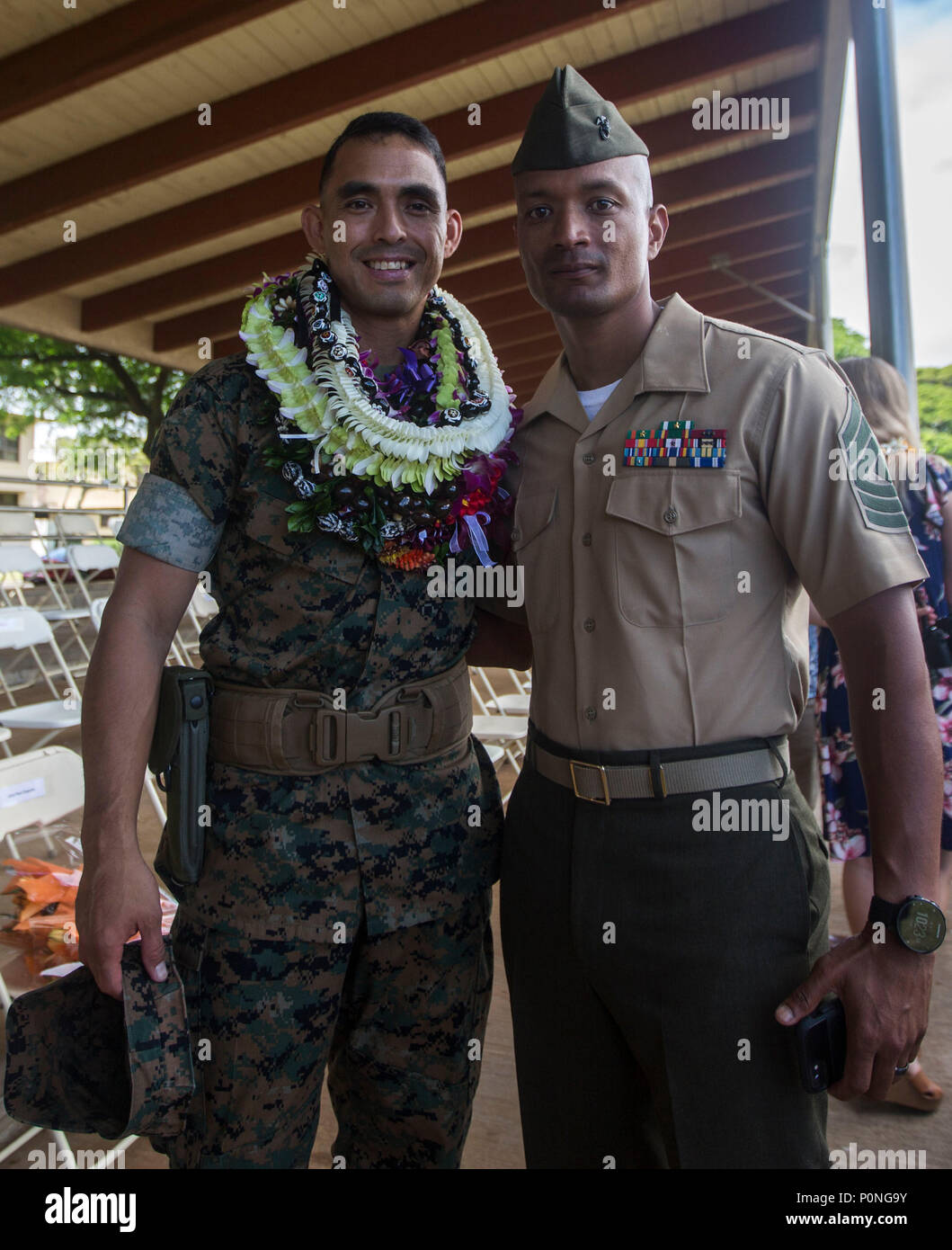 U.S. Marine Corps Lt. Col. Bolivar Pluas and 1st Sgt. Junior Diaz ...
