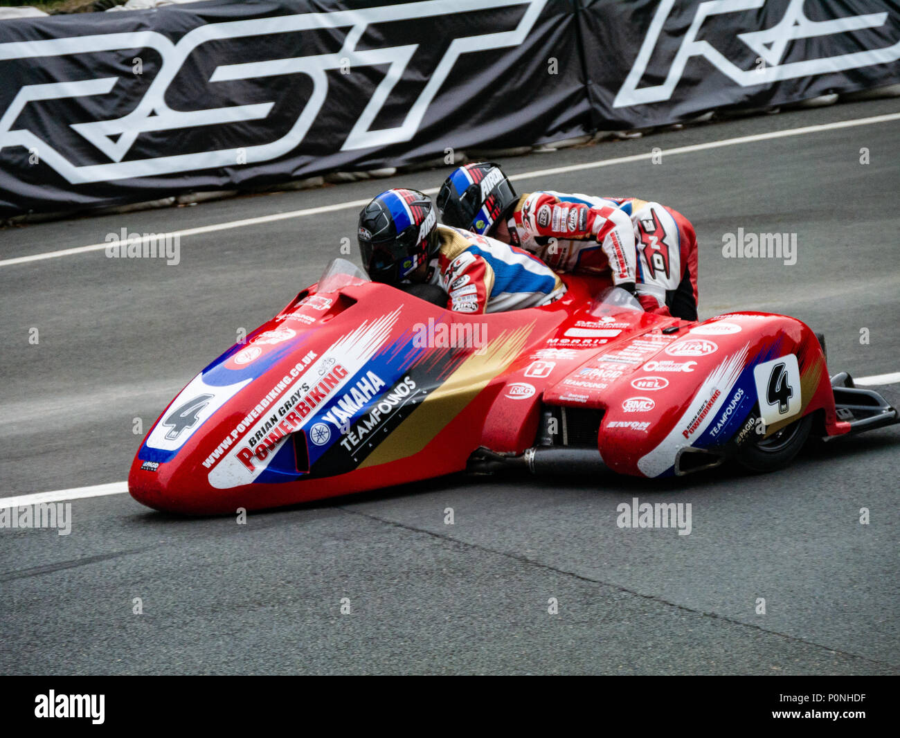 Number 4, Alan Founds / Jake Lowther, sidecar rider and passenger, Isle ...