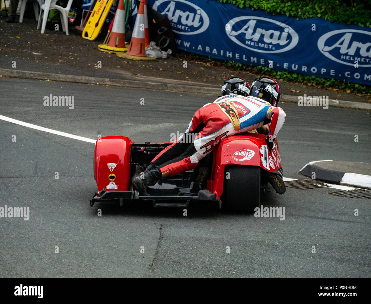 Number 4, Alan Founds / Jake Lowther, sidecar rider and passenger, Isle ...