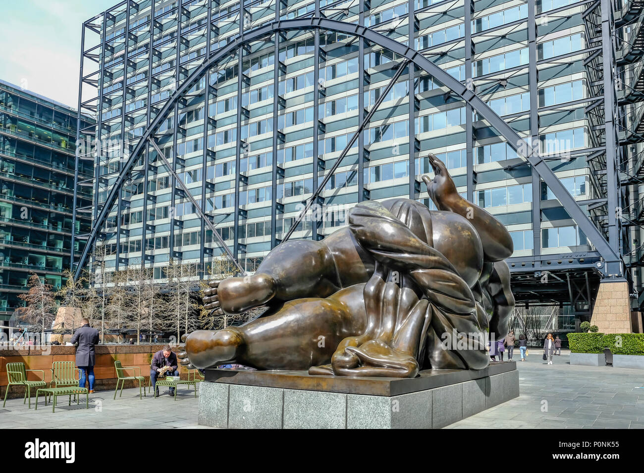 Exchange Square, Liverpool Street, London, UK - April 6, 2018: View ...