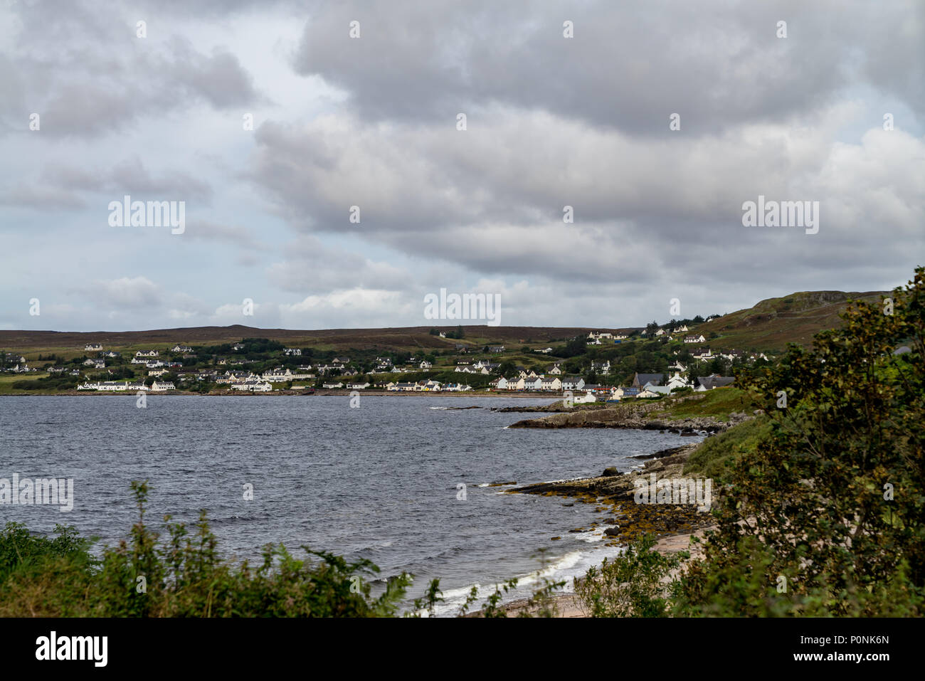 The coastal village of Gairloch in the remote Scottish Highlands, UK ...
