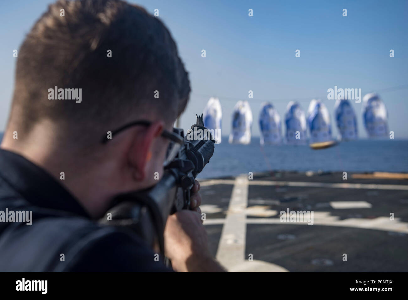 180606-N-JI086-180 MEDITERRANEAN SEA (June 6, 2018) Sonar Technican ...