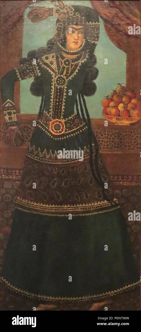 'Female Dancer', anonymous painting from Iran, Qajar period Stock Photo ...
