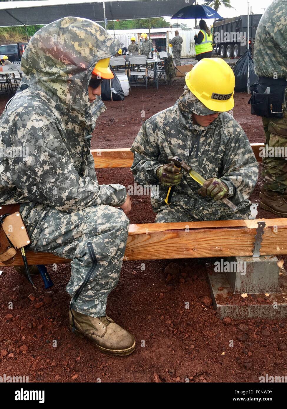 A soldier from the 230th Vertical Engineer Company, Hawaii Army ...
