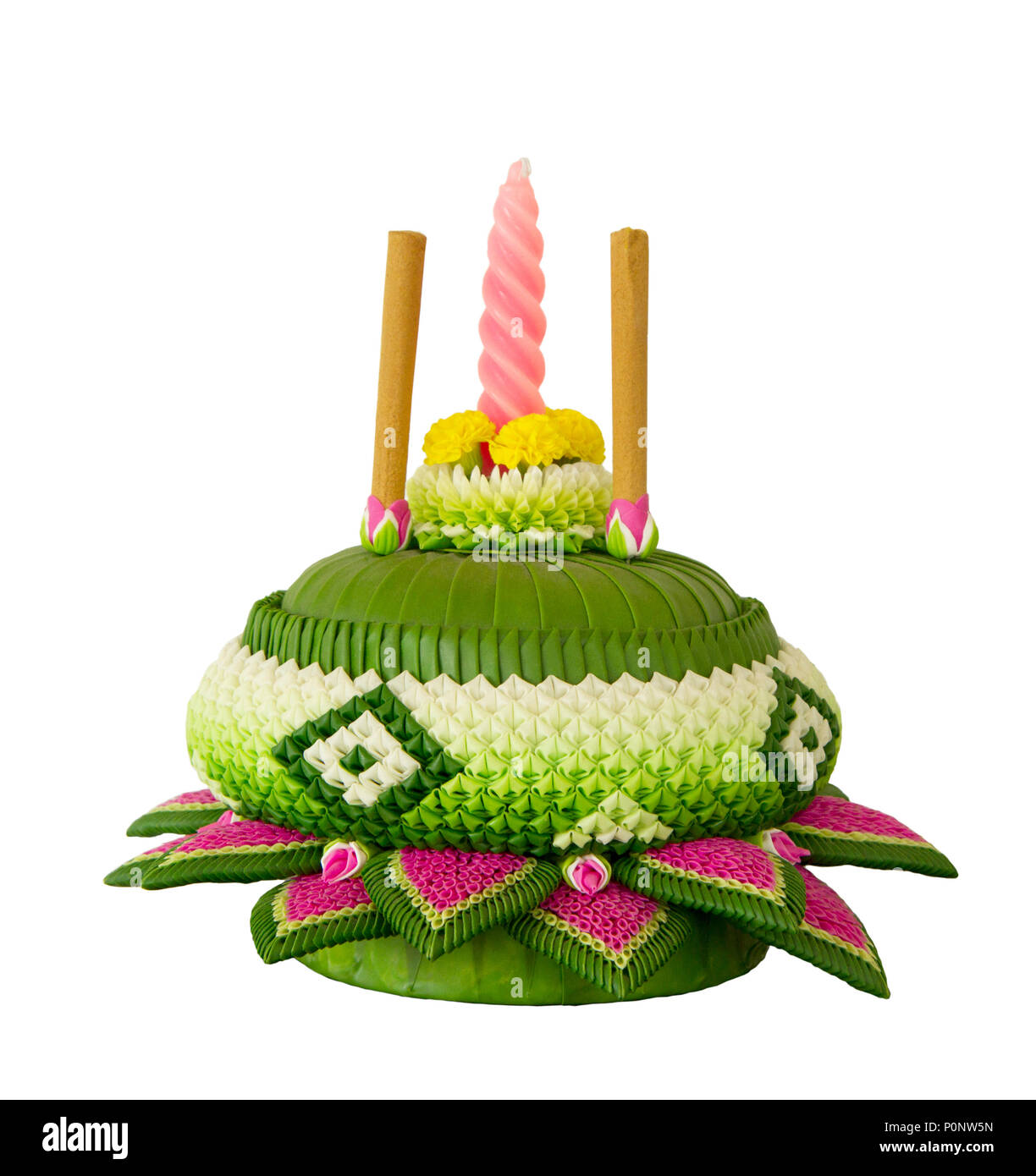 Colorful krathong made from clay isolated on white background Stock ...