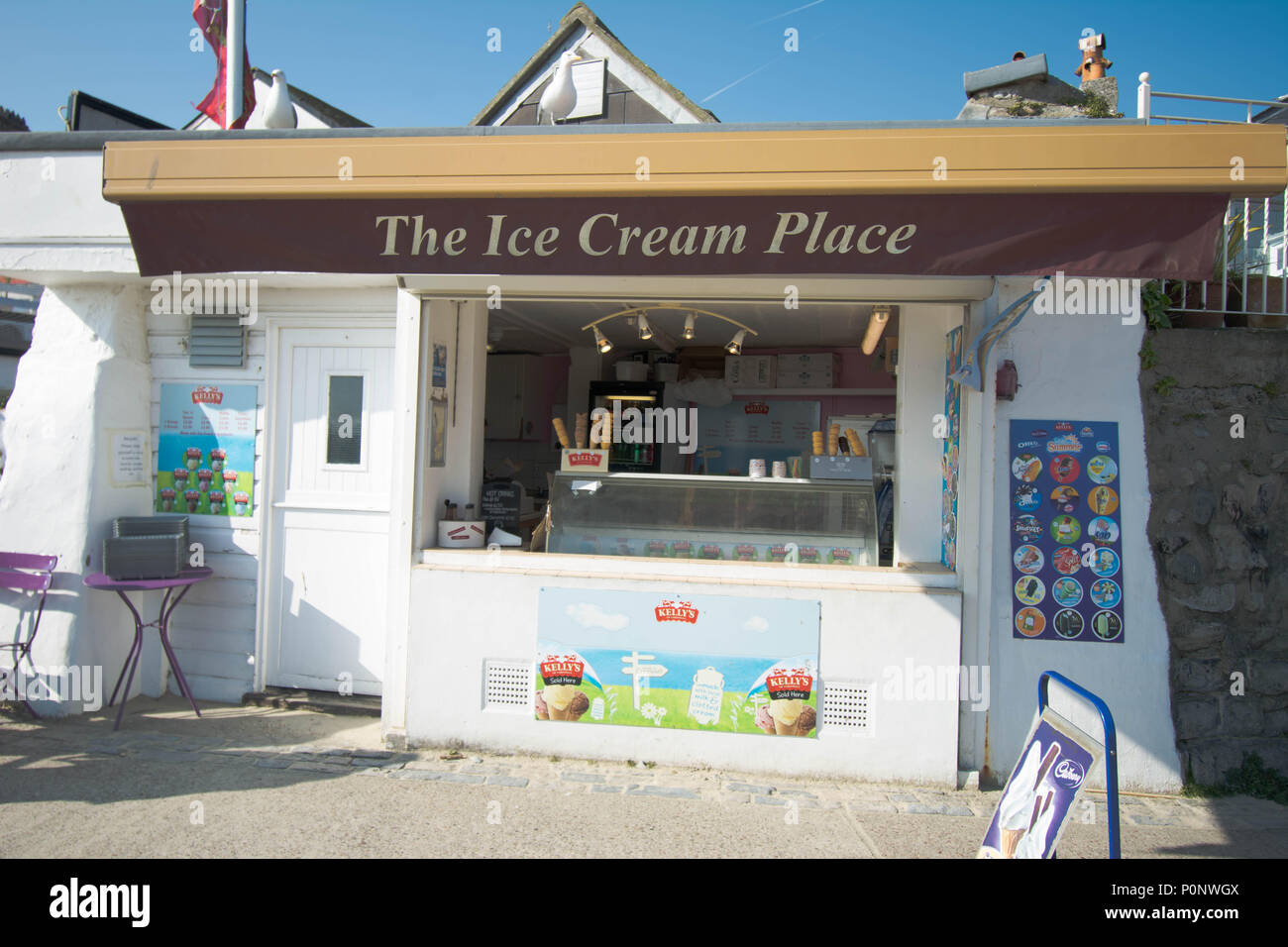 Lime Regis England ice cream shop cold frozen eat eating outside ice ...
