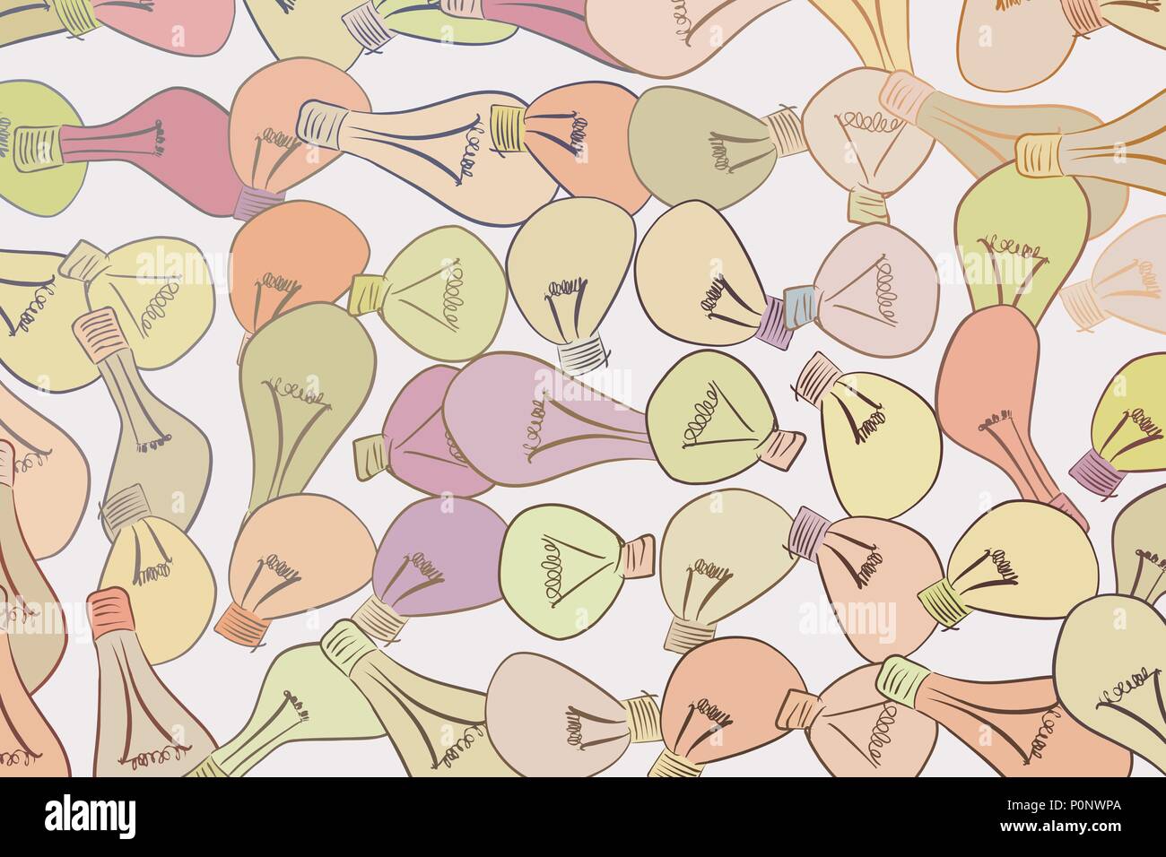 Abstract light bulb illustrations background. Cartoon style vector ...