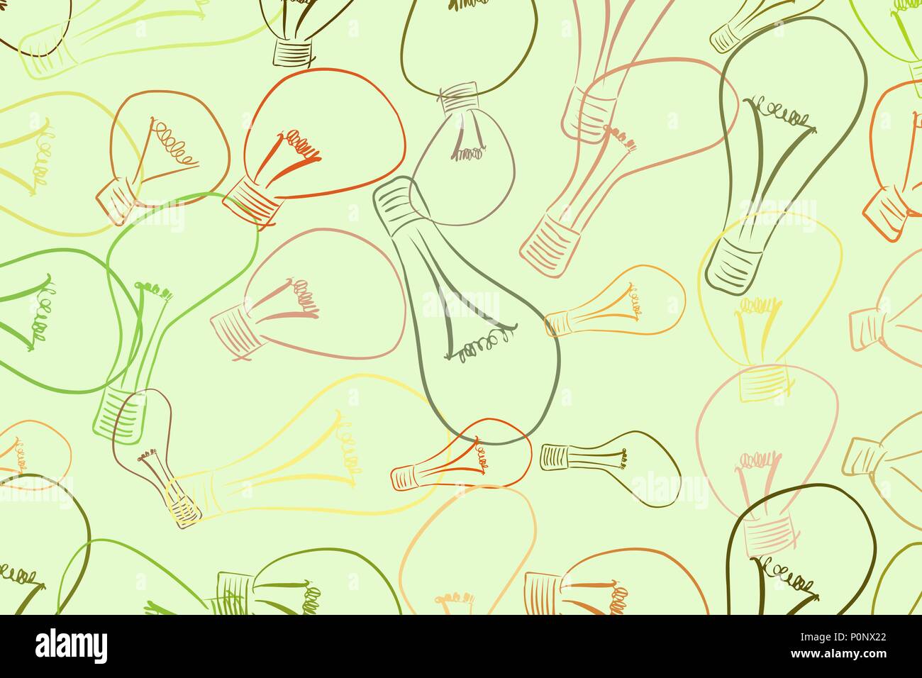Abstract light bulb illustrations background. Cartoon style vector ...
