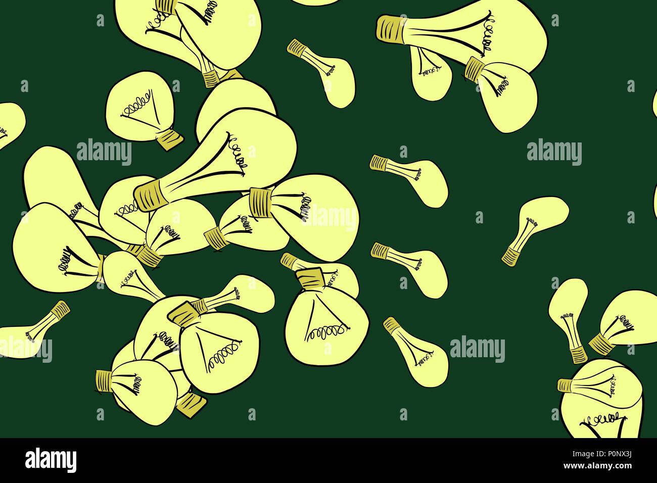 The light bulb illustrations background abstract, hand drawn. Cartoon ...