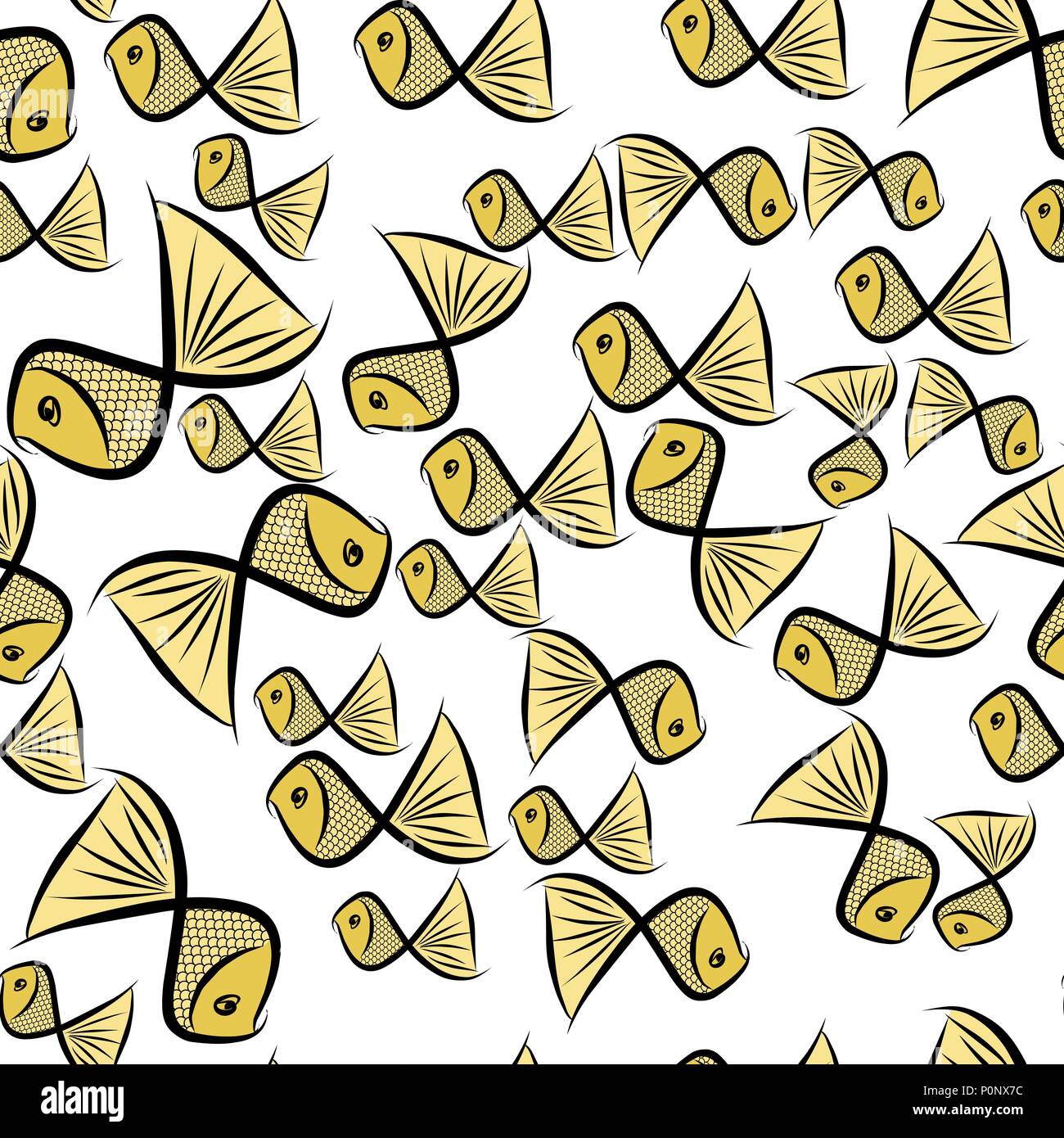 Seamless fish illustrations background abstract, hand drawn. Cartoon ...