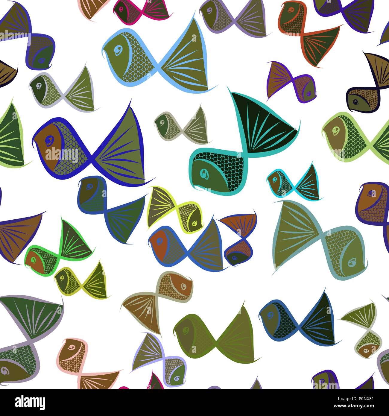 Seamless illustrations of fish. Good for web page, wallpaper, graphic ...