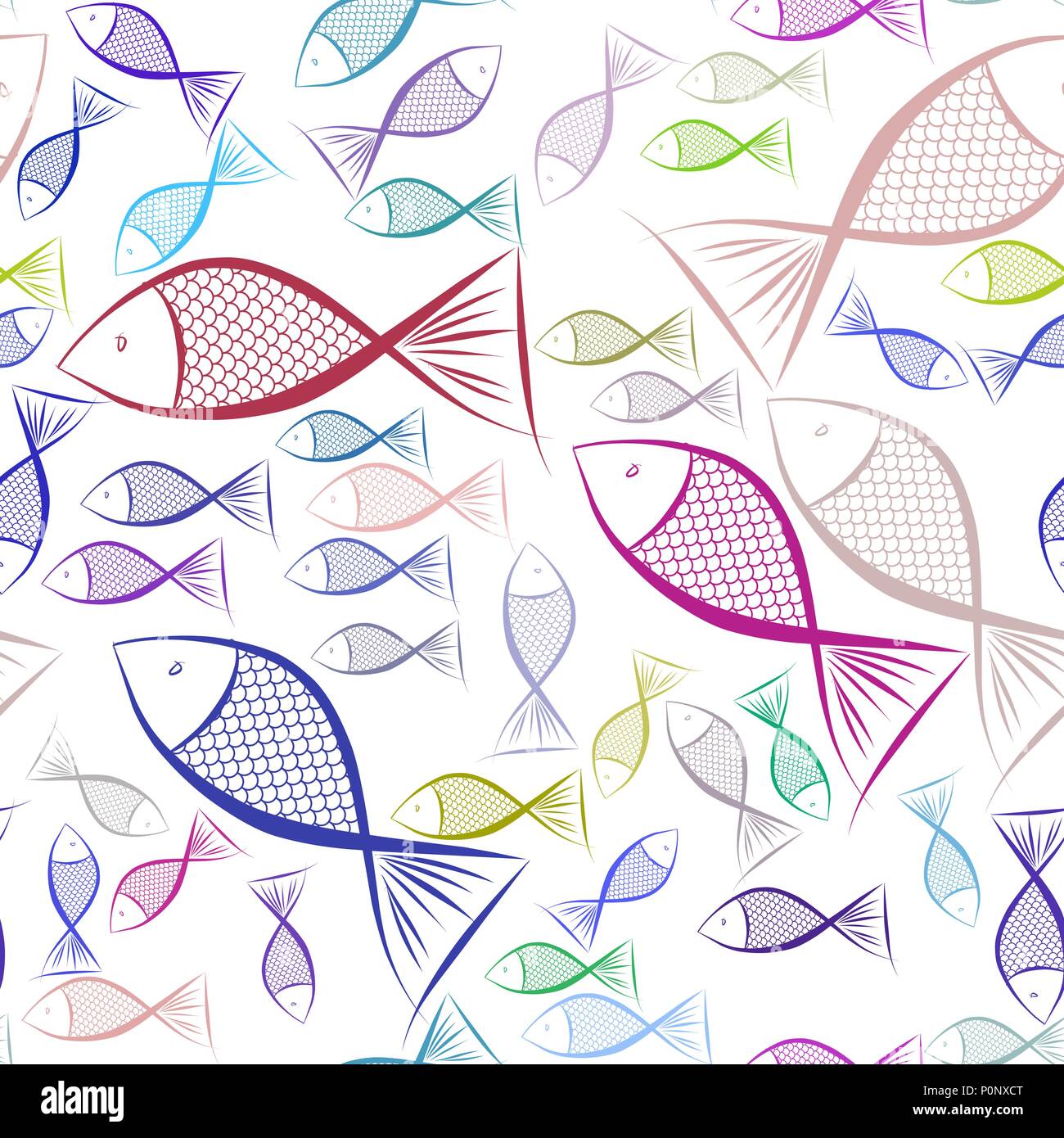 Seamless fish illustrations background abstract, hand drawn. Cartoon ...