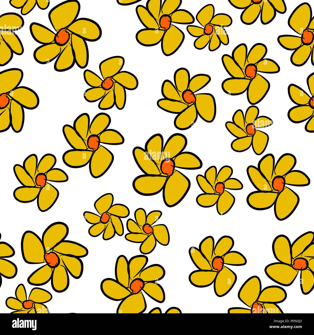 Seamless abstract flower illustrations background. Cartoon style vector ...