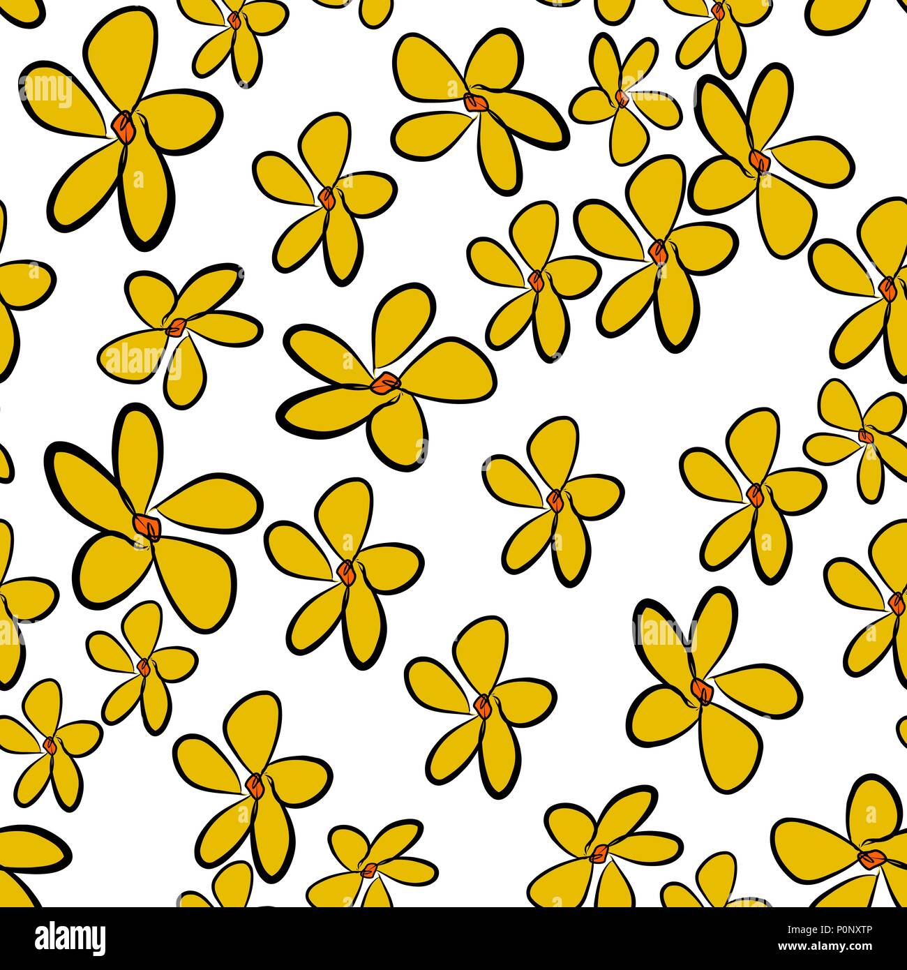Seamless abstract flower illustrations background. Cartoon style vector ...
