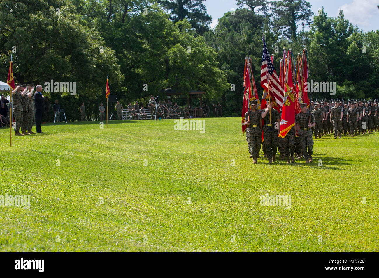U.S. Marines and Sailors with 2nd Marine Logistics Group march in a ...