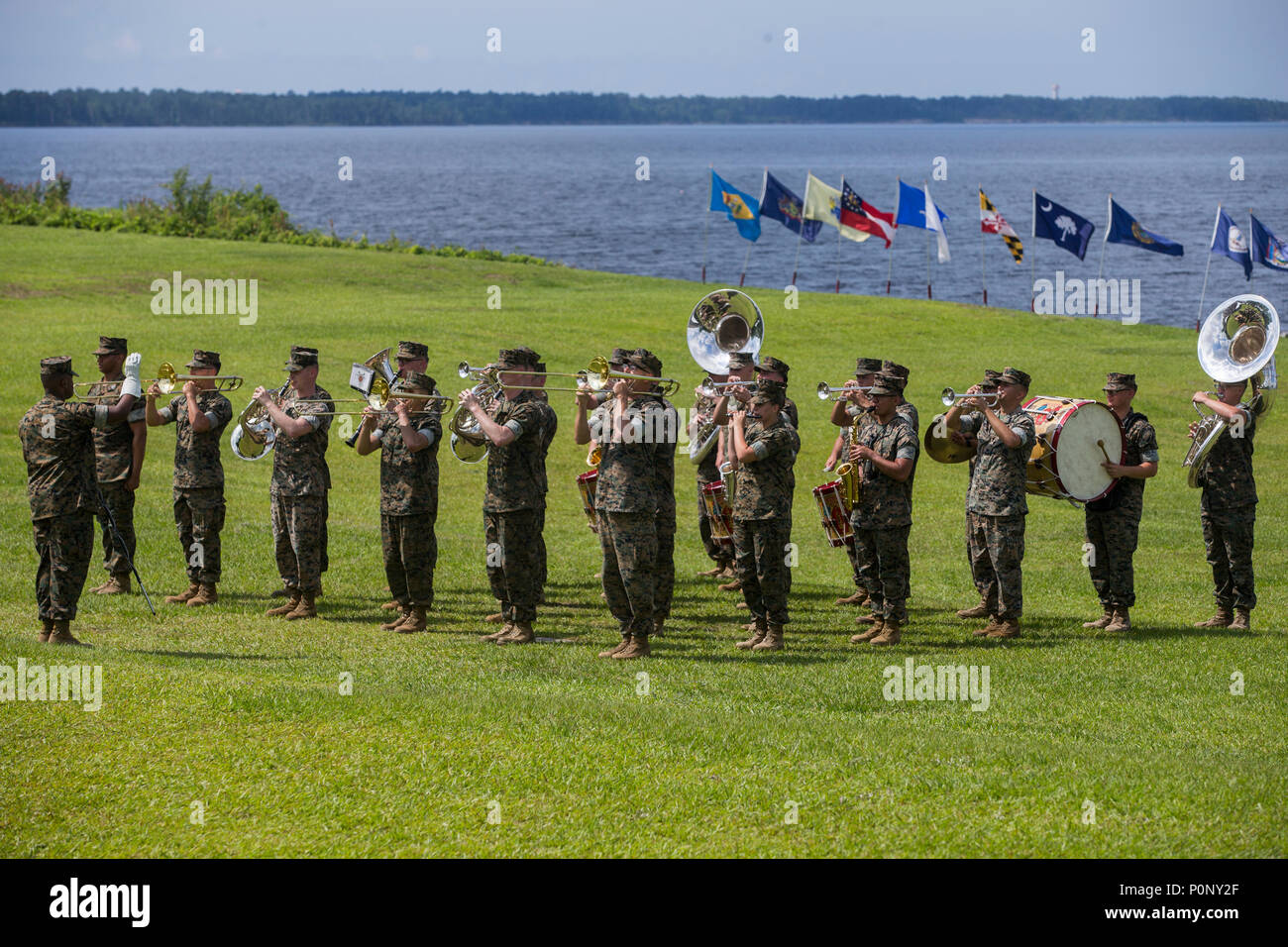 U.S. Marines with the 2nd Marine Division Band perform during the 2nd ...