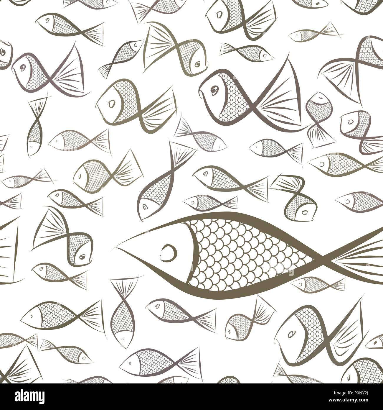 Seamless abstract fish illustrations background. Cartoon style vector ...