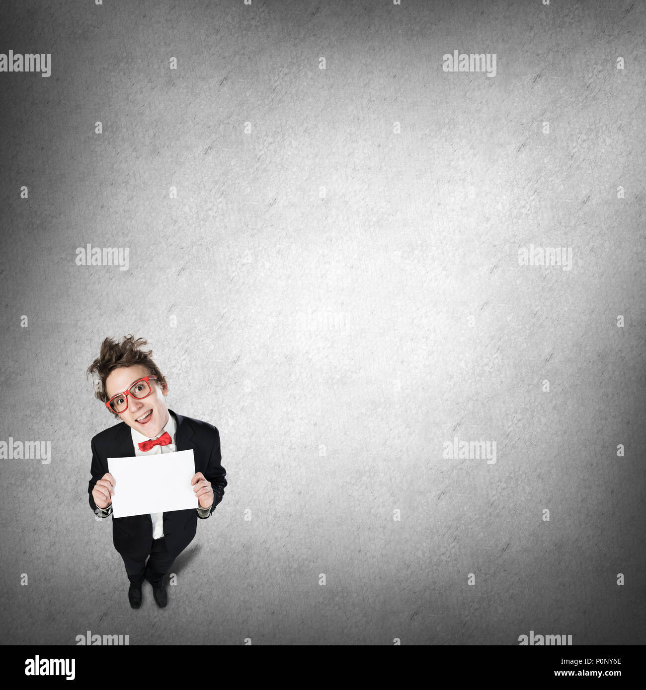 Comic man with banner Stock Photo - Alamy
