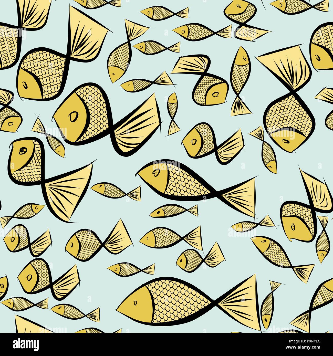 Seamless illustrations of fish. Good for web page, wallpaper, graphic ...
