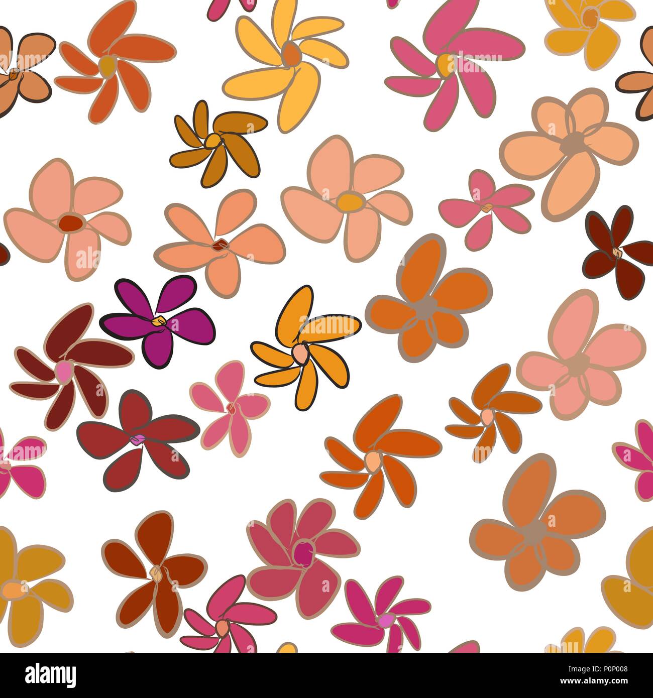 Seamless abstract flower illustrations background. Cartoon style vector ...