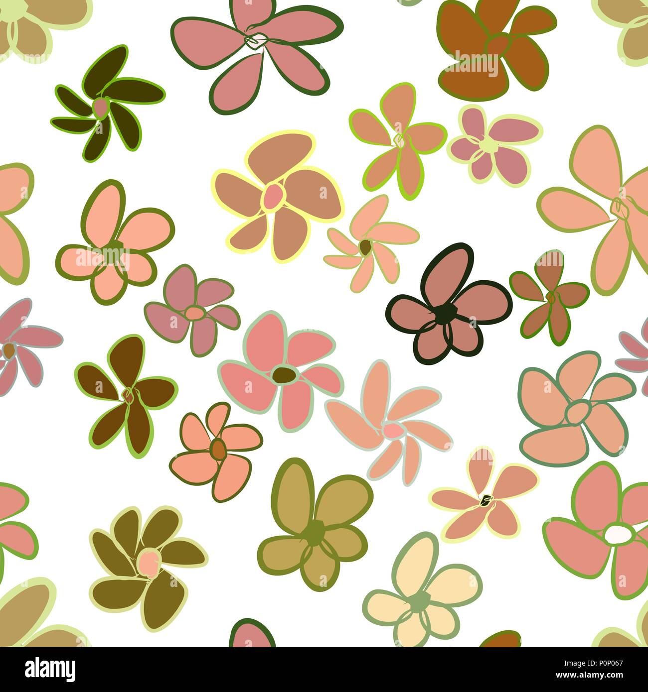 Seamless flower illustrations background abstract, hand drawn. Cartoon ...