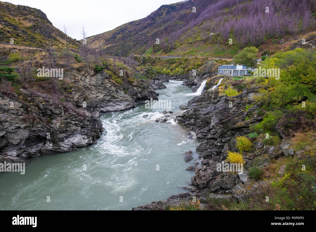 Roaring Meg lookout is locate near Kawarau River along State Highway 6 ...