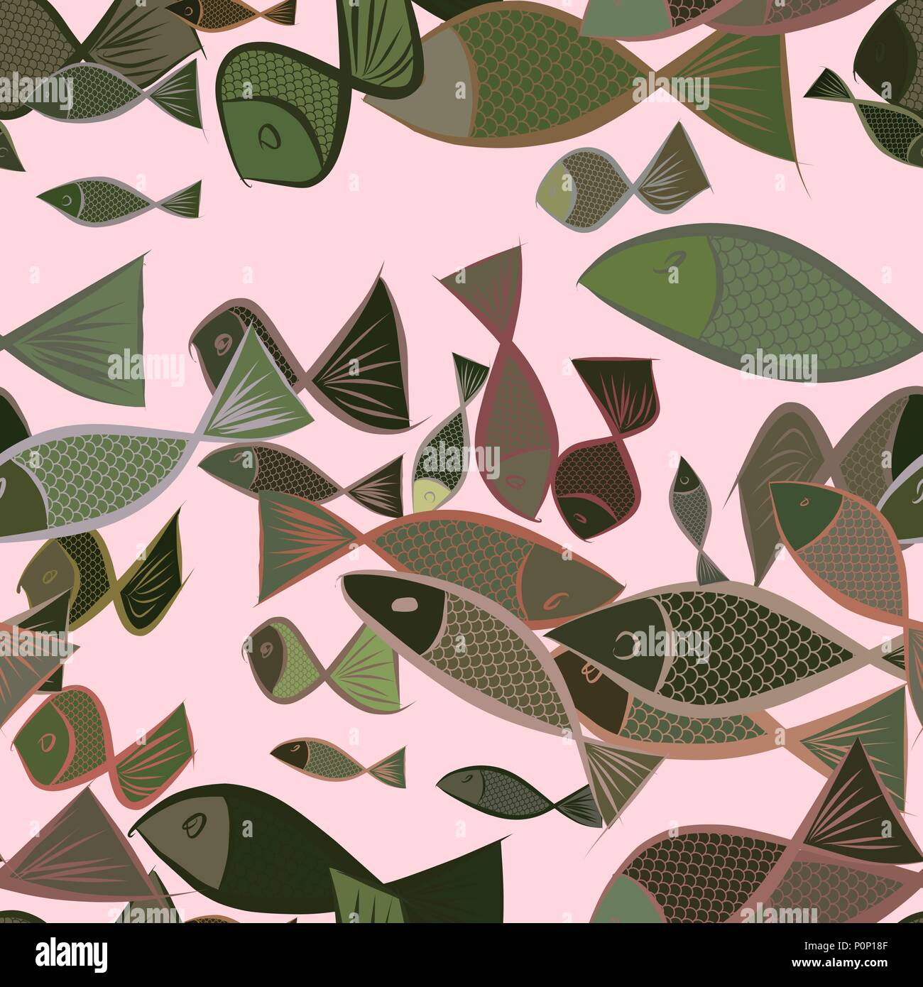 Seamless illustrations of fish. Good for web page, wallpaper, graphic ...