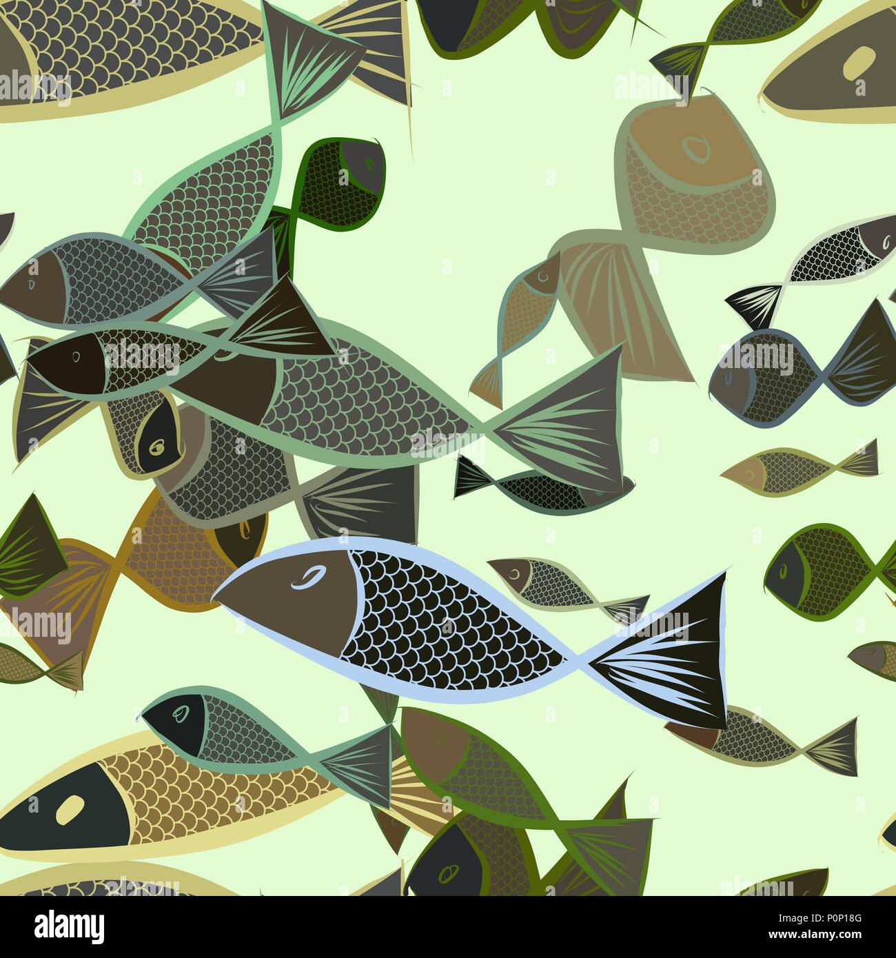 Seamless illustrations of fish. Good for web page, wallpaper, graphic ...