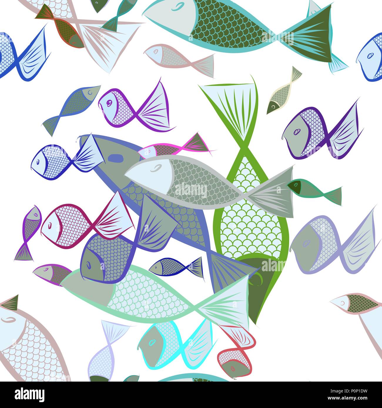 Seamless illustrations of fish. Good for web page, wallpaper, graphic ...