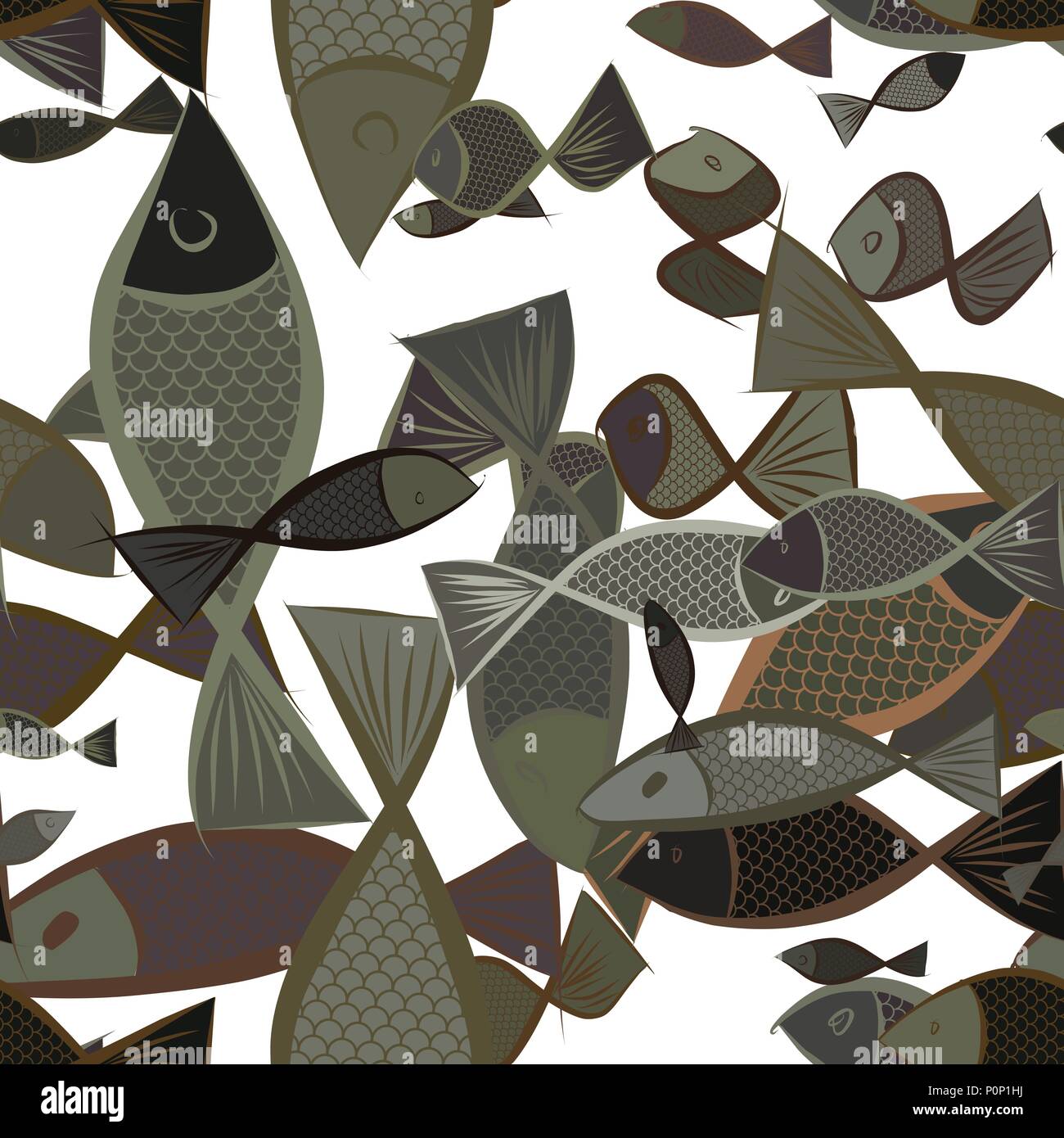 Seamless abstract illustrations of fish, conceptual. Good for design ...