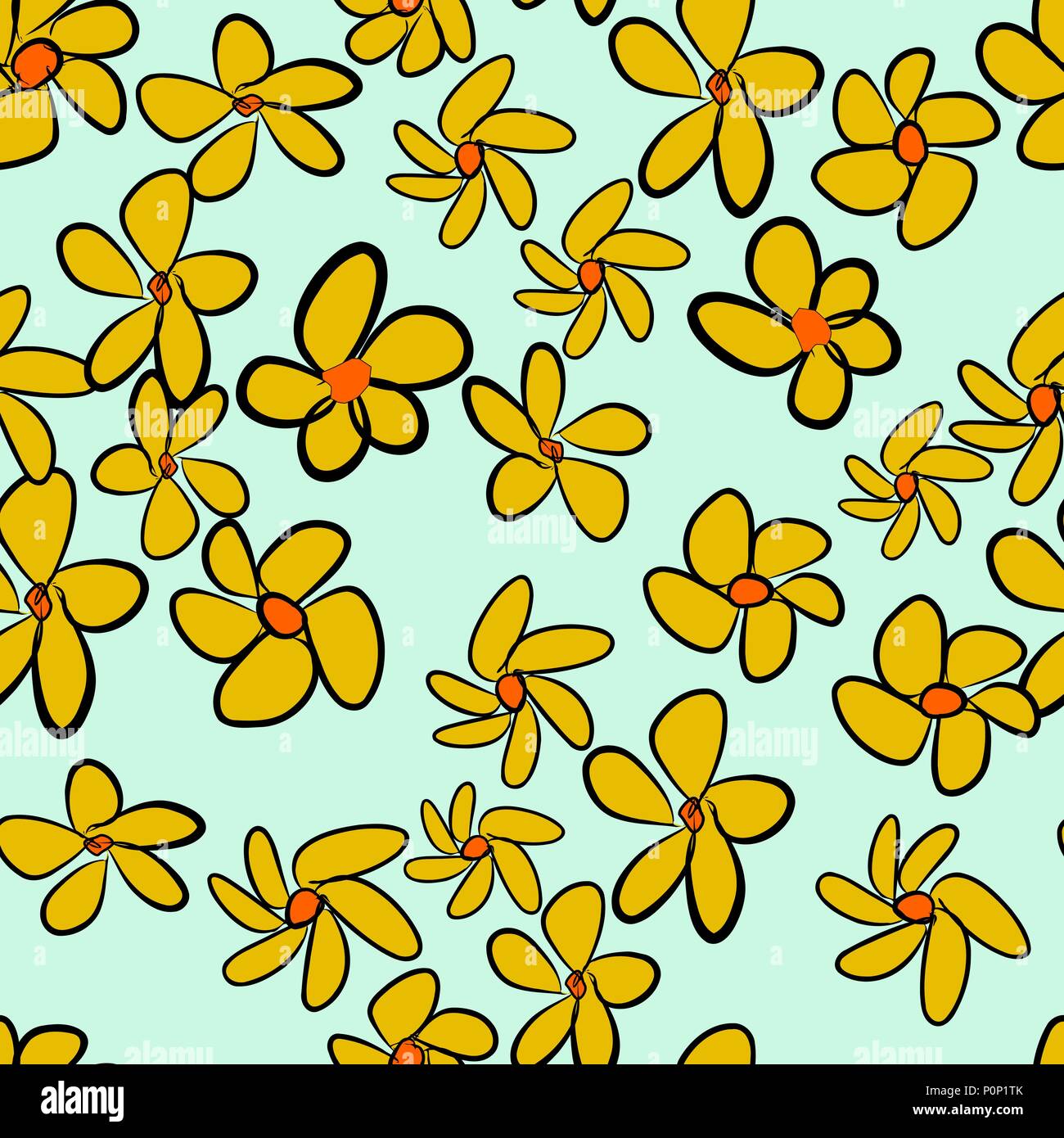 Seamless flower illustrations background abstract, hand drawn. Cartoon ...