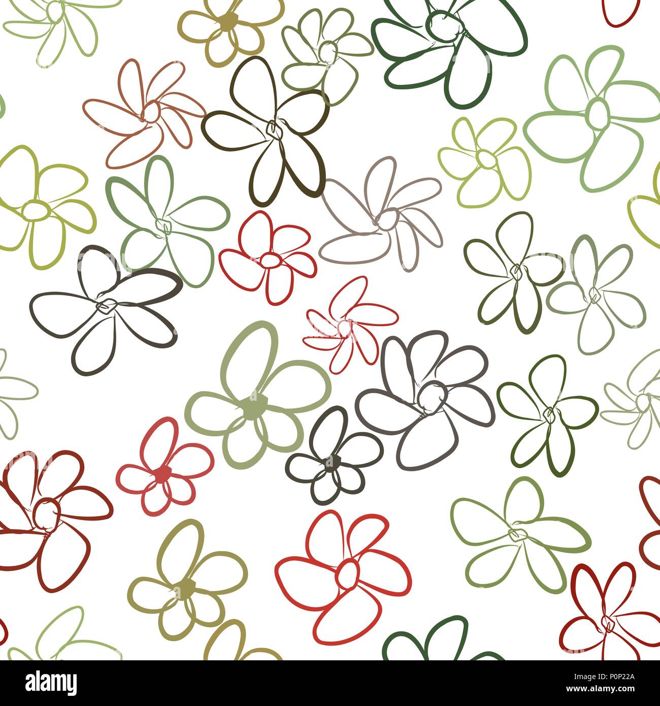 Seamless abstract flower illustrations background. Cartoon style vector ...