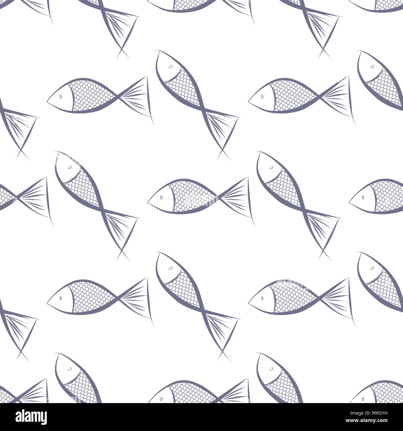 Seamless hand drawn fish illustrations background, good for graphic ...