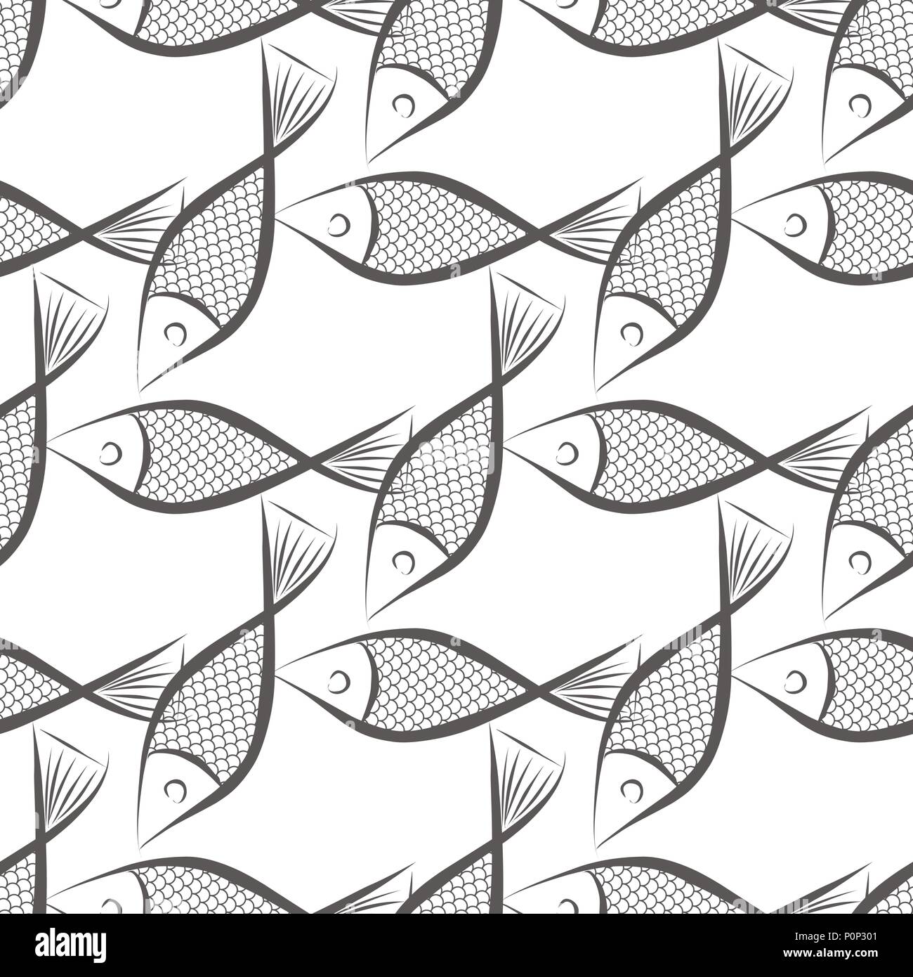 Seamless illustrations of fish. Good for web page, wallpaper, graphic ...