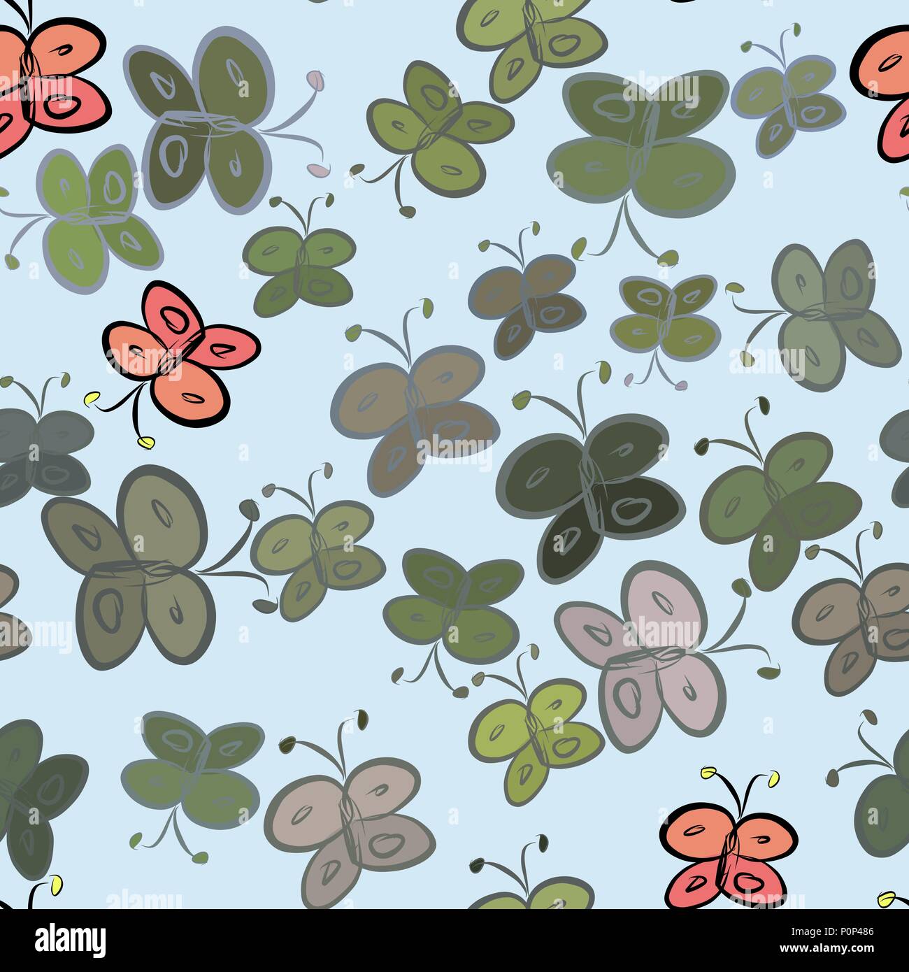 Seamless abstract butterfly illustrations background. Cartoon style ...