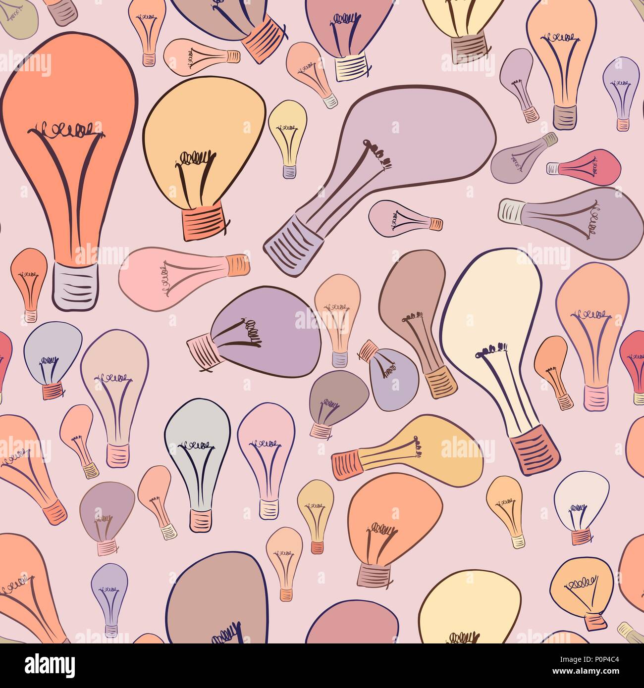Seamless light bulb illustrations background abstract, hand drawn ...