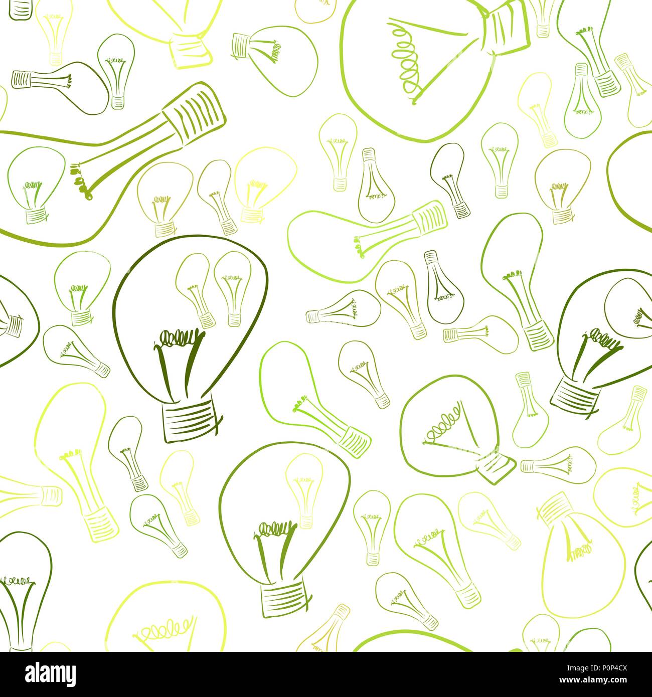 Seamless abstract light bulb illustrations background. Cartoon style ...