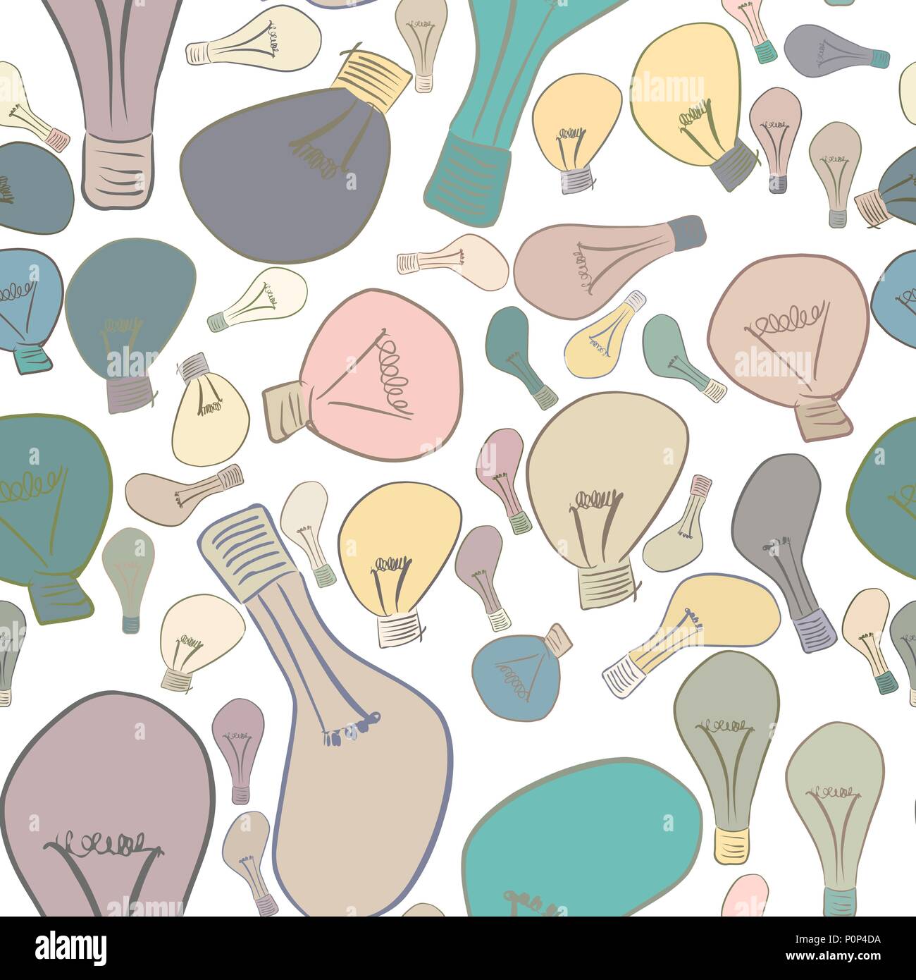 Seamless hand drawn light bulb illustrations background, good for ...