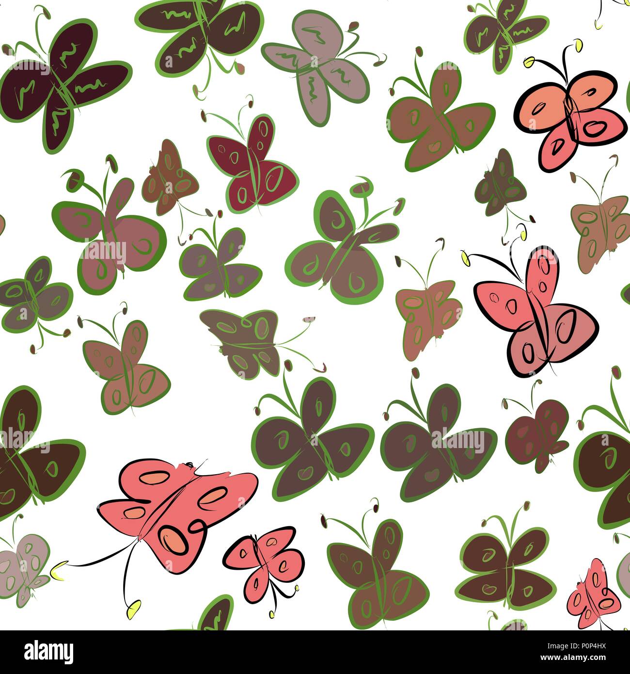 Seamless hand drawn butterfly illustrations background, good for ...