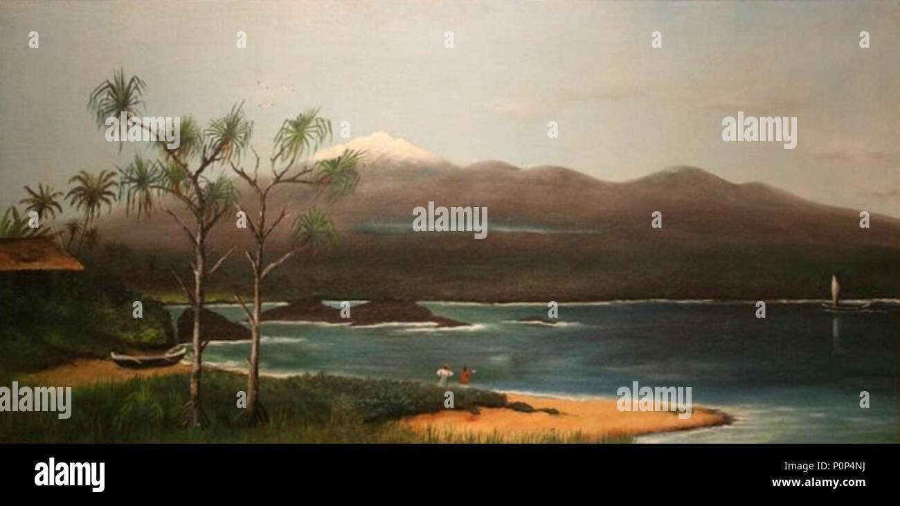 Hilo Bay oil painting by Joseph Nawahi circa 1881 Stock Photo - Alamy