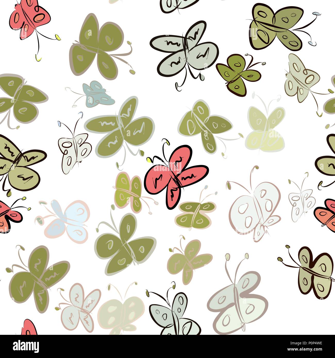 Seamless decorative hand drawn butterfly art illustrations. Good for ...
