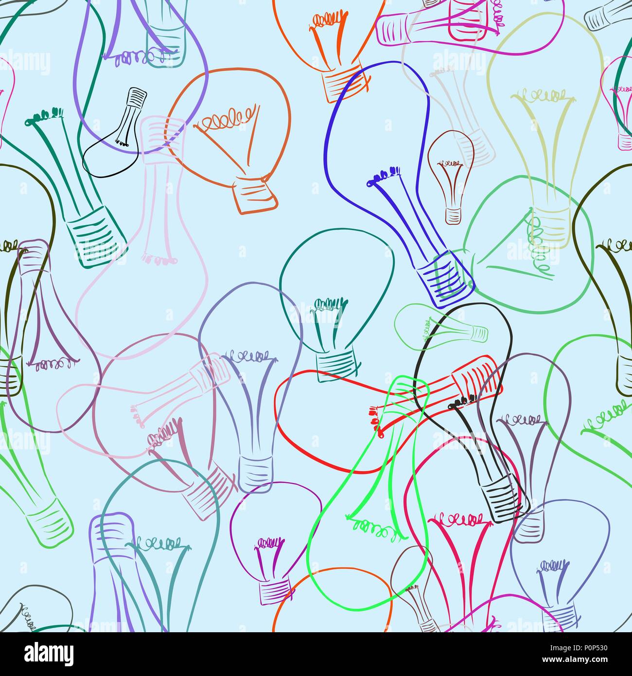 Seamless light bulb illustrations background abstract, hand drawn ...