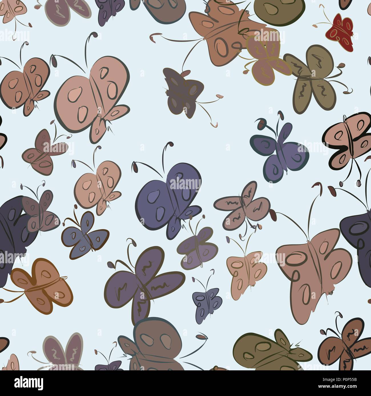 Seamless decorative hand drawn butterfly art illustrations. Good for ...