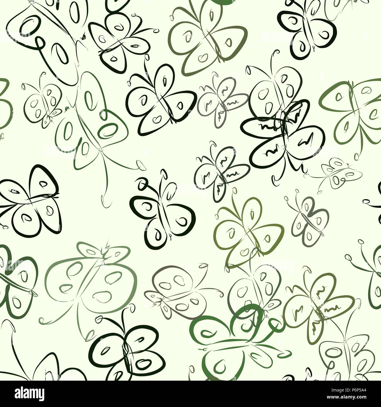 Seamless hand drawn butterfly illustrations background, good for ...