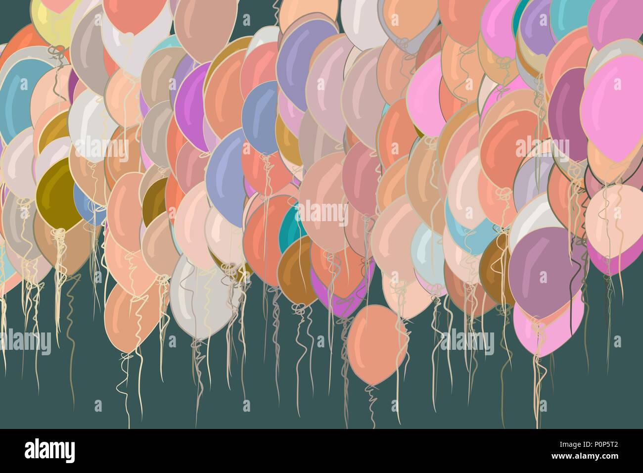 Decorative hand drawn flying balloons art illustrations. Good for ...