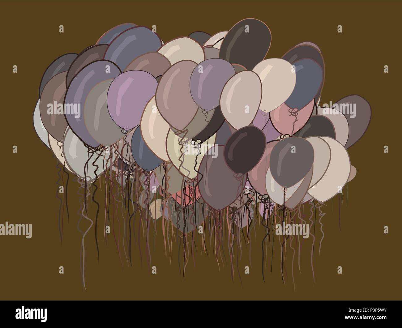 Hand drawn flying balloons illustrations background, good for graphic ...
