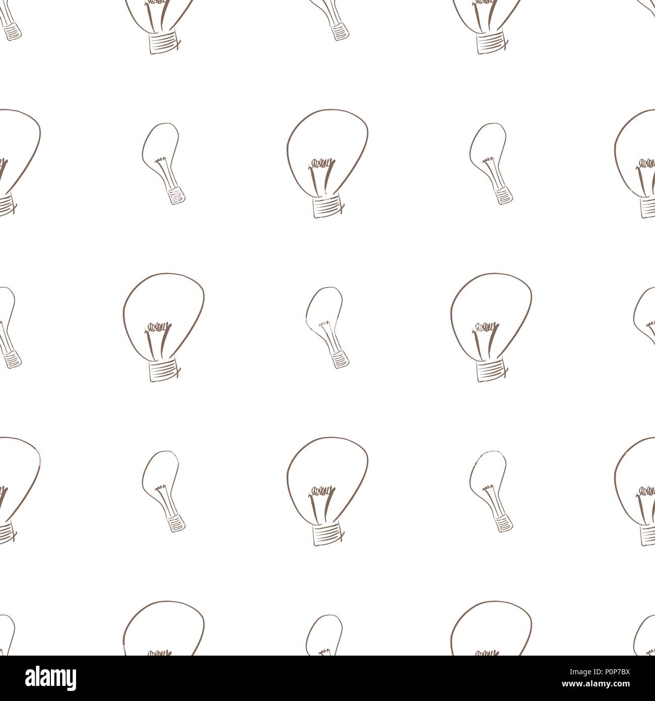 Seamless decorative hand drawn light bulb illustrations. Good for ...