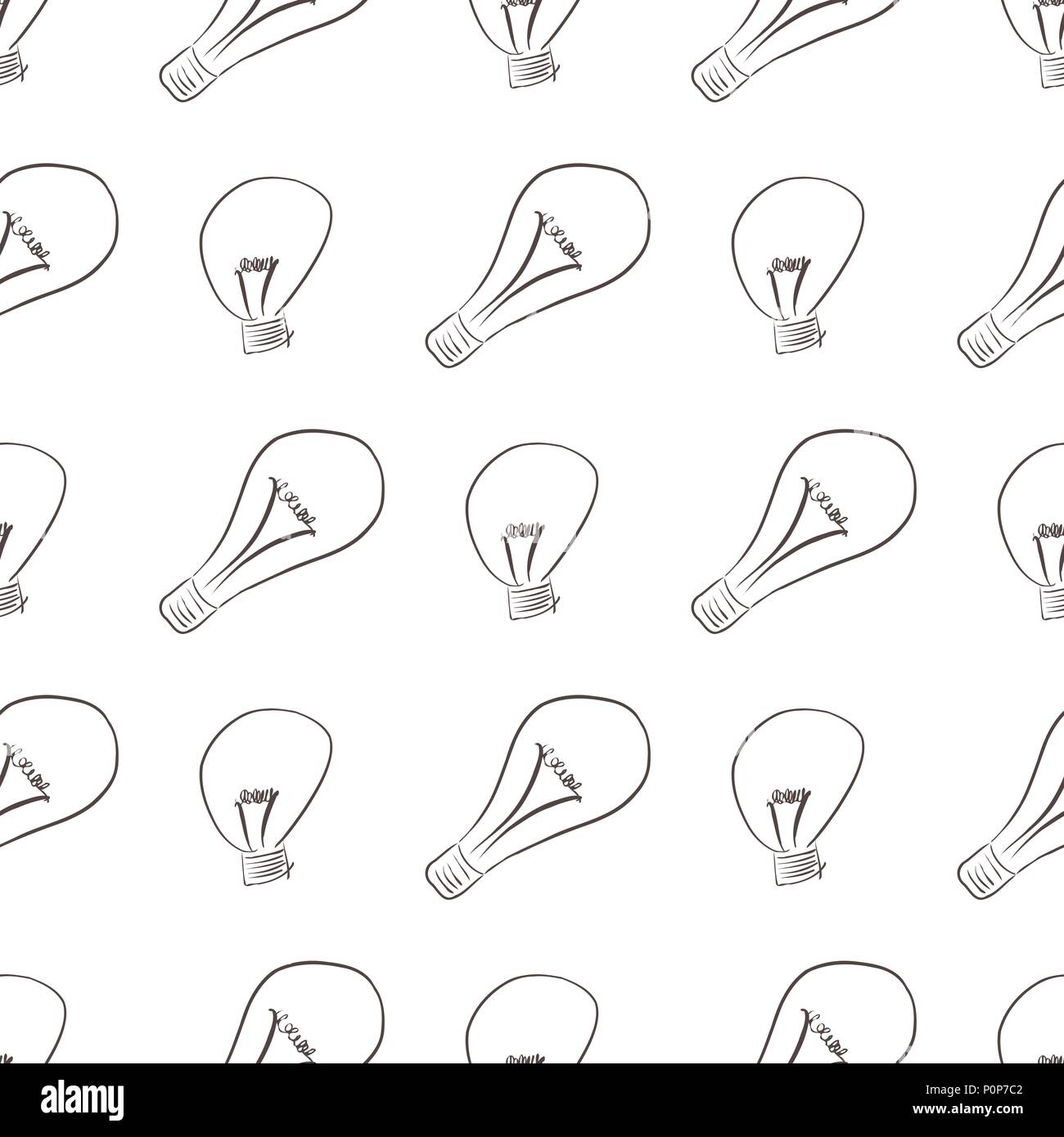 Seamless abstract light bulb illustrations background. Cartoon style ...
